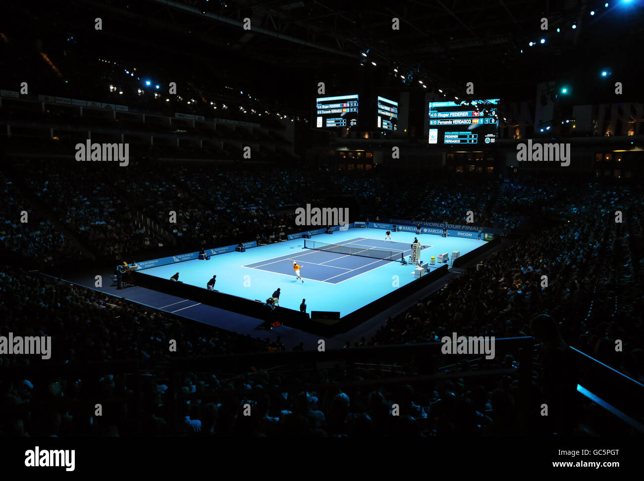 Atp final dome blue court scoreboard seats setting stands hi-res stock ...