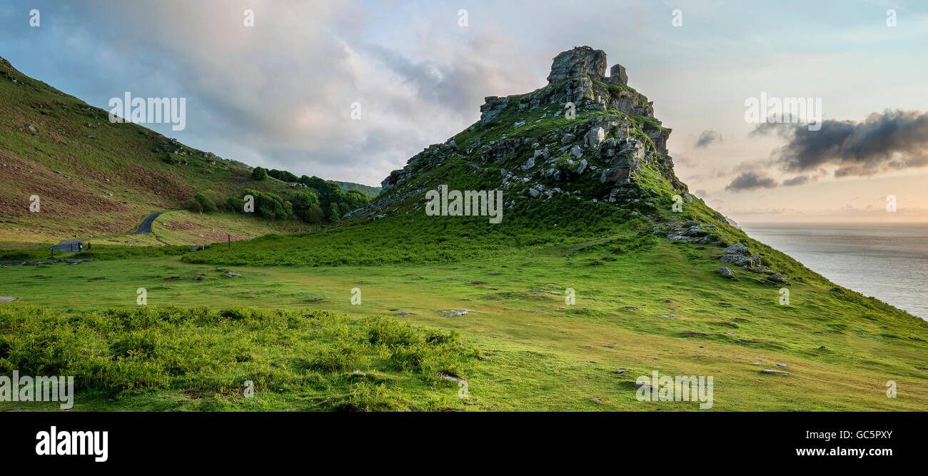 Panorama landscape of Valley Of The Rocks in Devon England Stock Photo ...