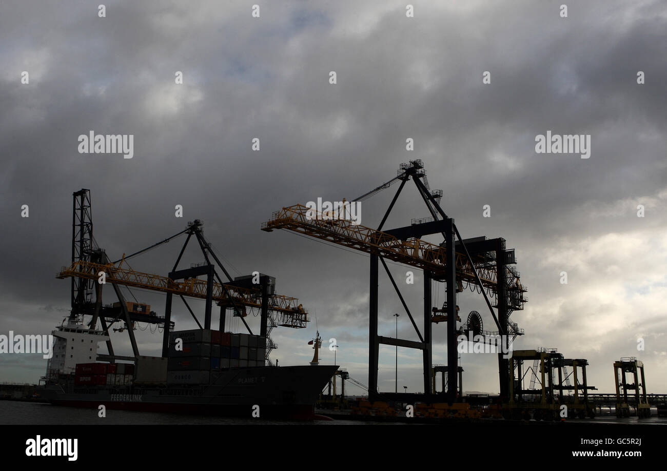 General view of Grangemouth Docks, Falkirk, Scotland. New Scotch whisky ...