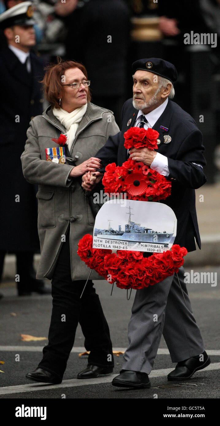 A veteran takes part in the parade of veterans during the annual ...