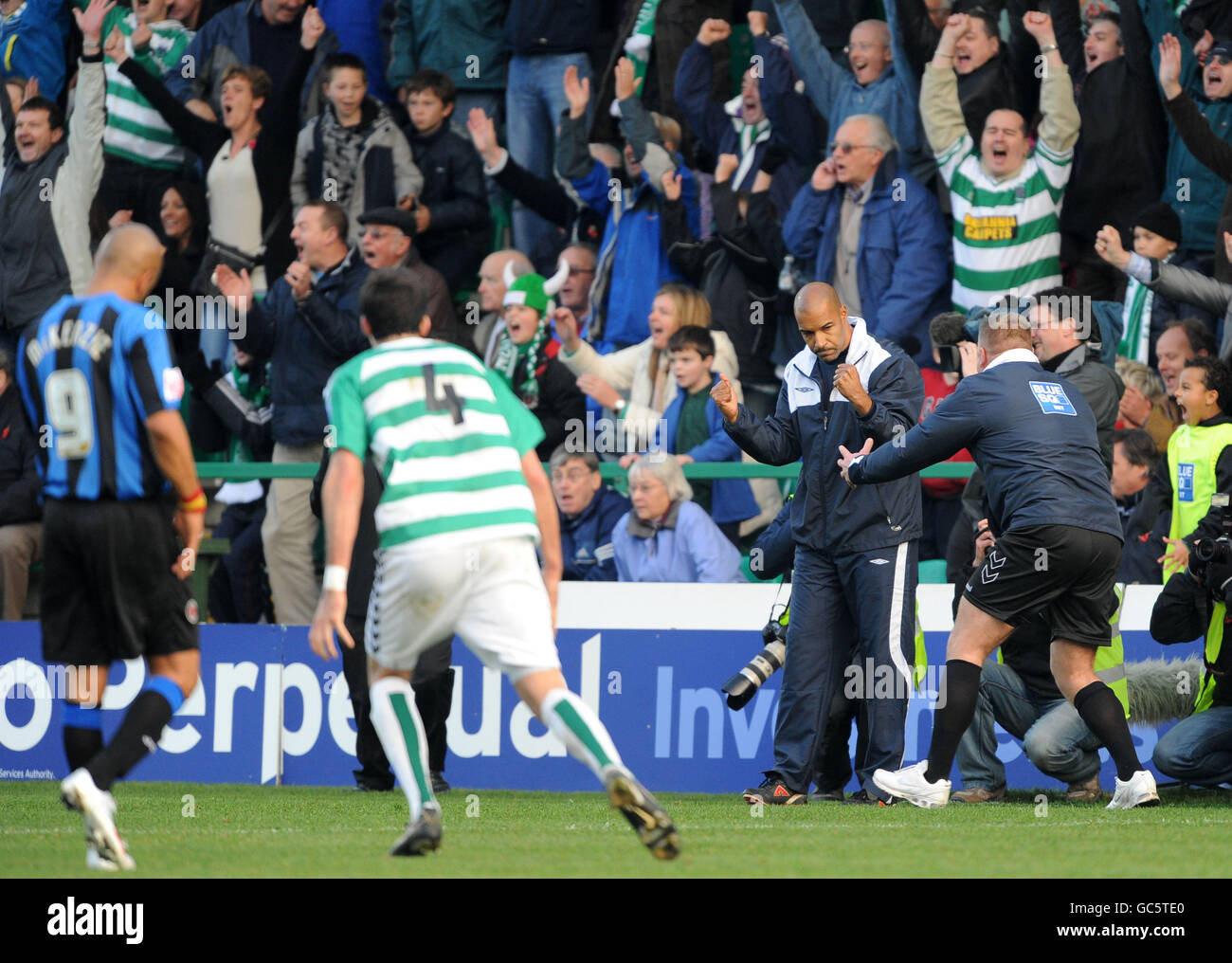 Northwich Victoria's Manager Andy Preece celebrates after the final ...