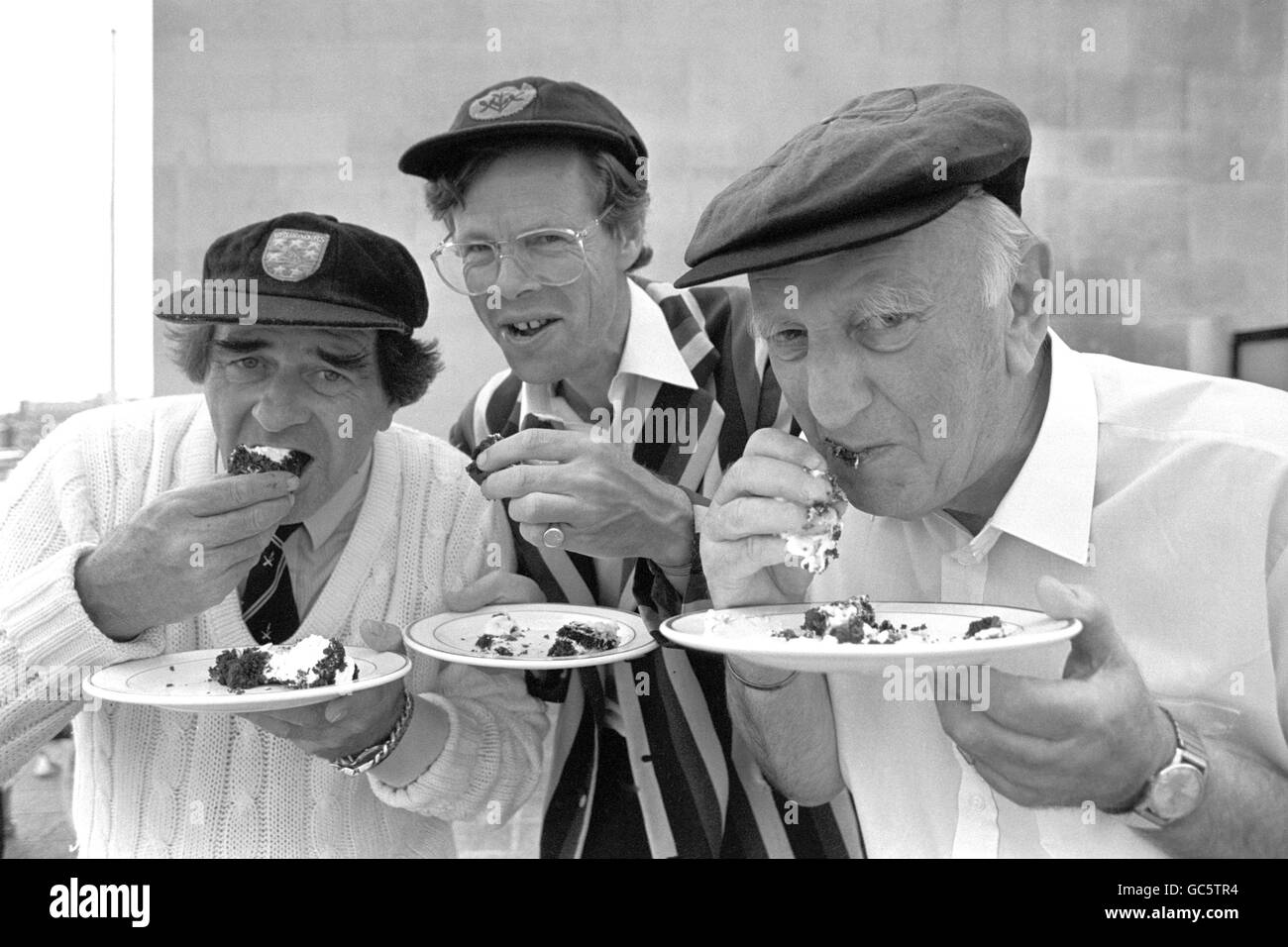 Bbc cricket commentators from left fred trueman hi-res stock ...