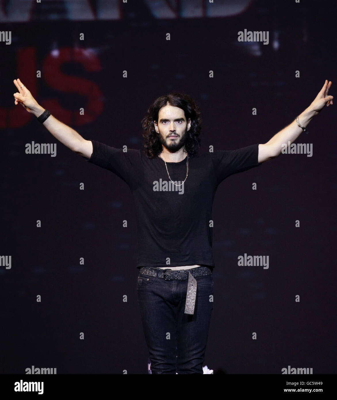 Russell Brand performing in a one man show at the Royal Albert Hall in ...