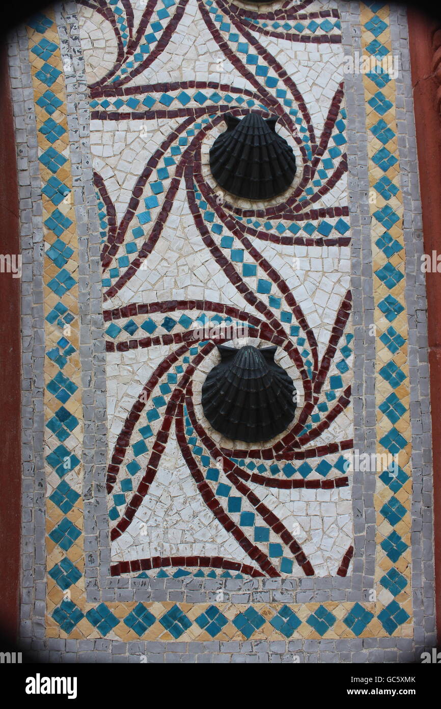 Tile Mosaic Detail With Shells Stock Photo - Alamy