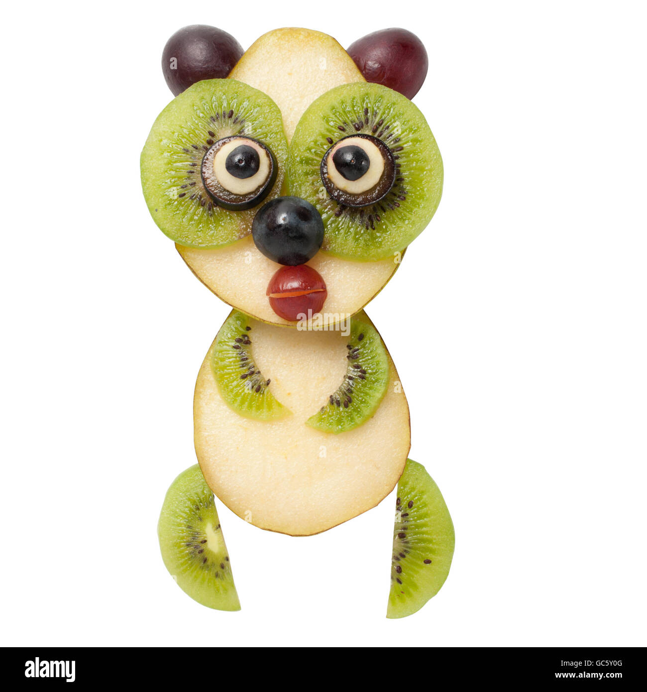 Funny panda made of fruits on isolated background Stock Photo - Alamy