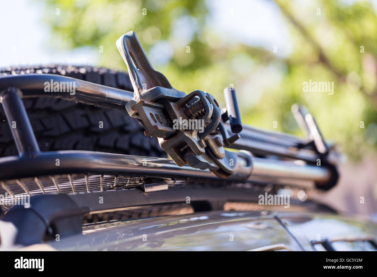 Custom built off road truck with steel roof rack and bumpers Stock ...