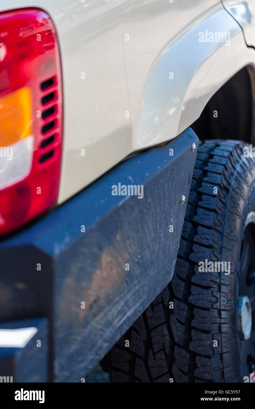 Custom built off road truck with steel roof rack and bumpers Stock ...