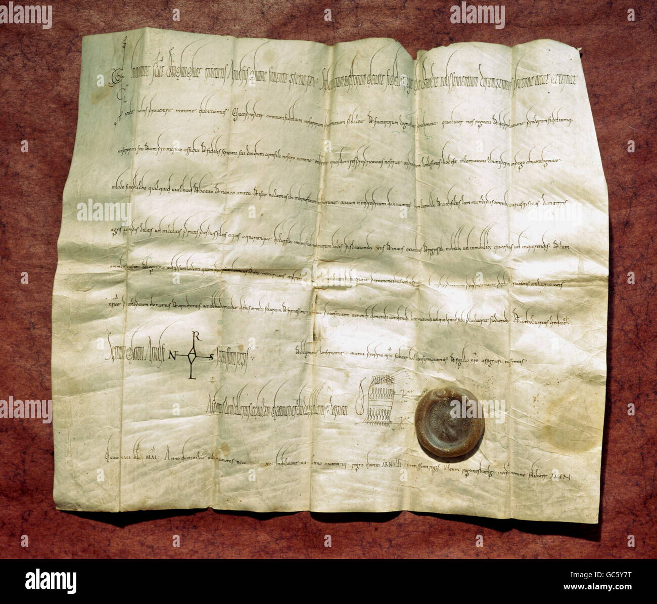 documents, middle ages, Imperial certificate of Emperor Arnulf, 890 ...