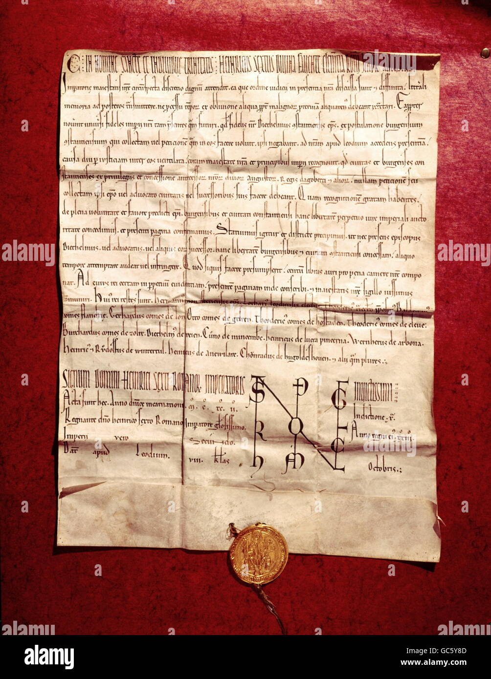 documents, middle ages, certificate of Emperor Henry VI, 1192 ...