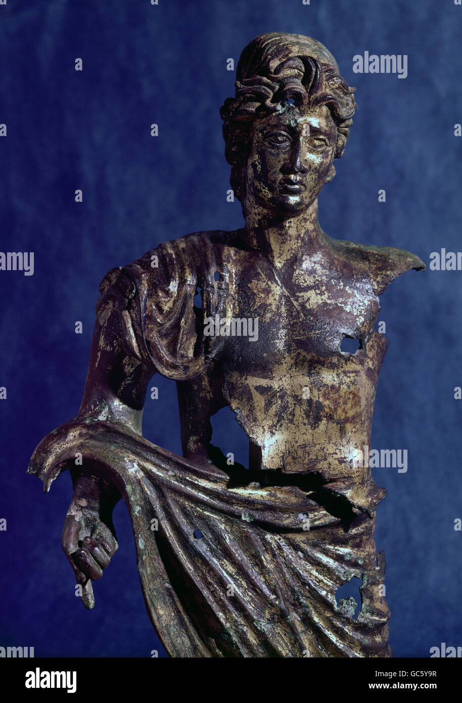 fine arts, ancient world, Roman Empire, sculpture, bronze genius, gold ...