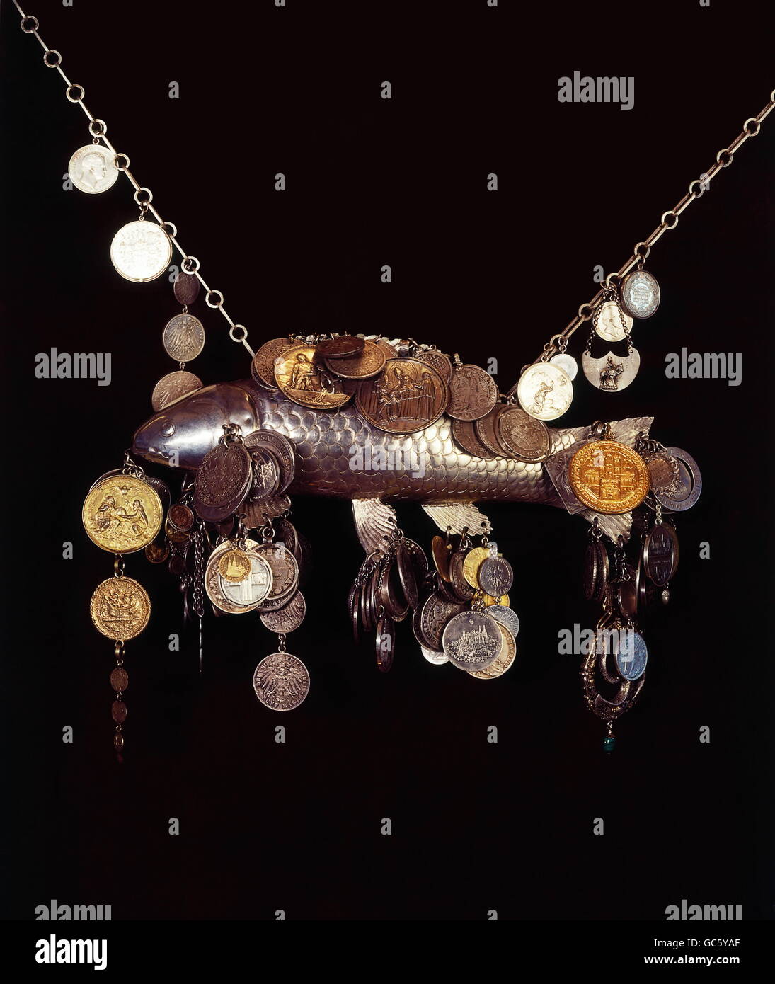 craft / handcraft, guilds, guild symbol, fisher, silver carp, historic ...