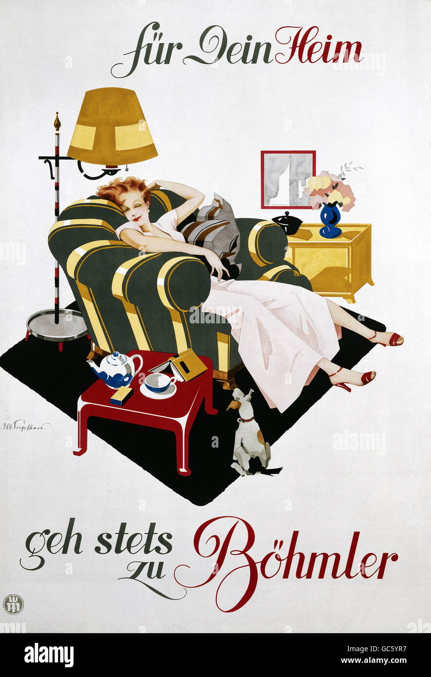 advertising, furniture, Boehmler, Munich, poster, "Fuer dein Heim geh ...