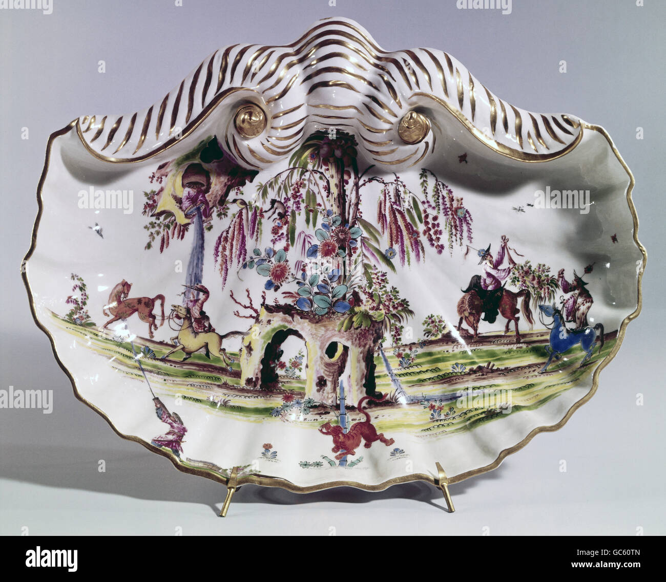 fine arts, china, shell bowl with chinoiserie, 1735, china, Bavarian ...