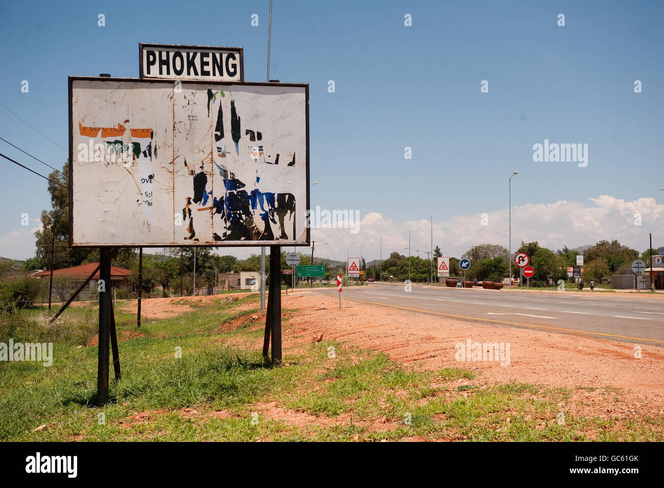 The sign leading into Phokeng near Rusterburg, South Africa which is ...