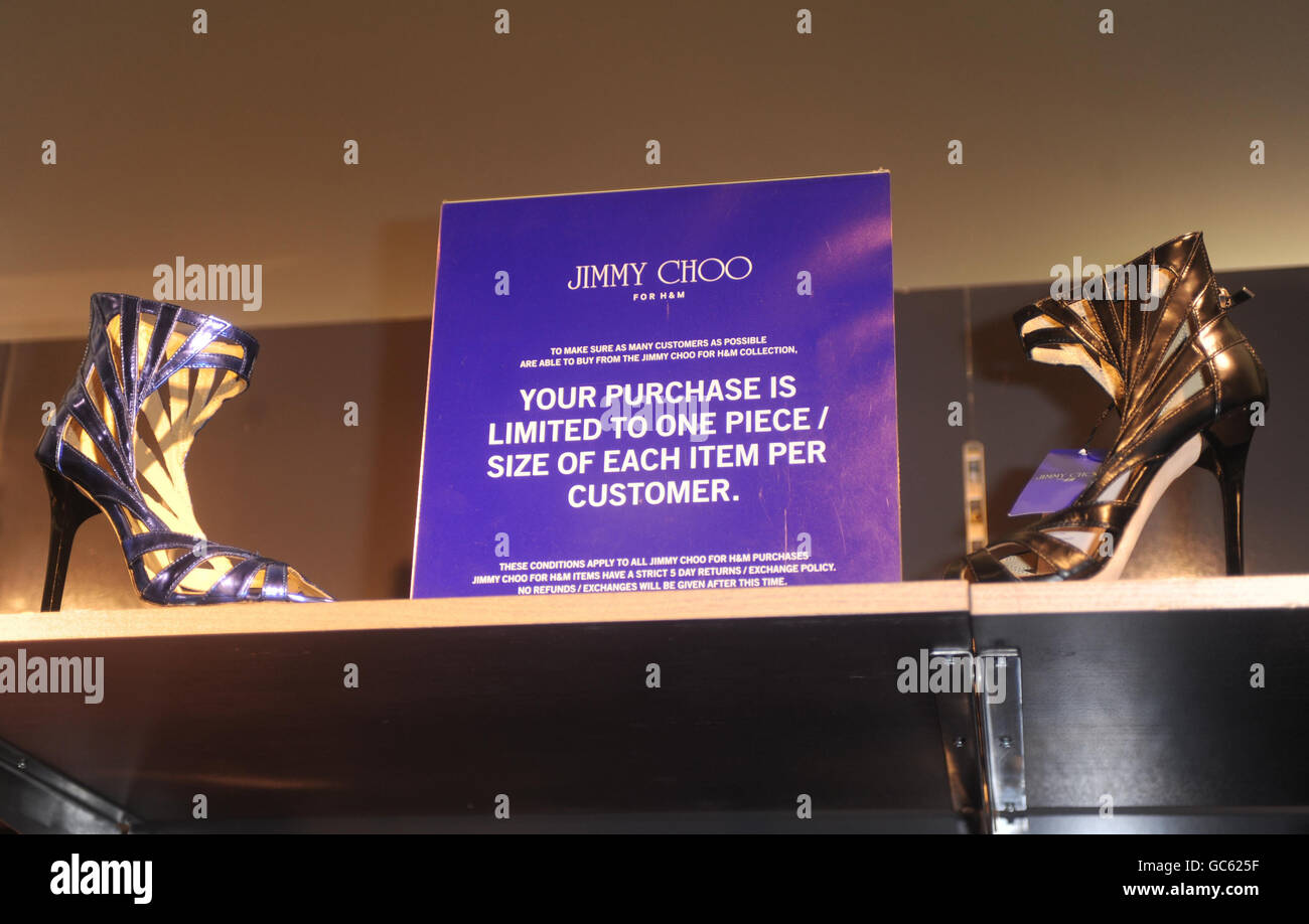 A warning sign during the Jimmy Choo for H&M launch party at H&M Regent ...