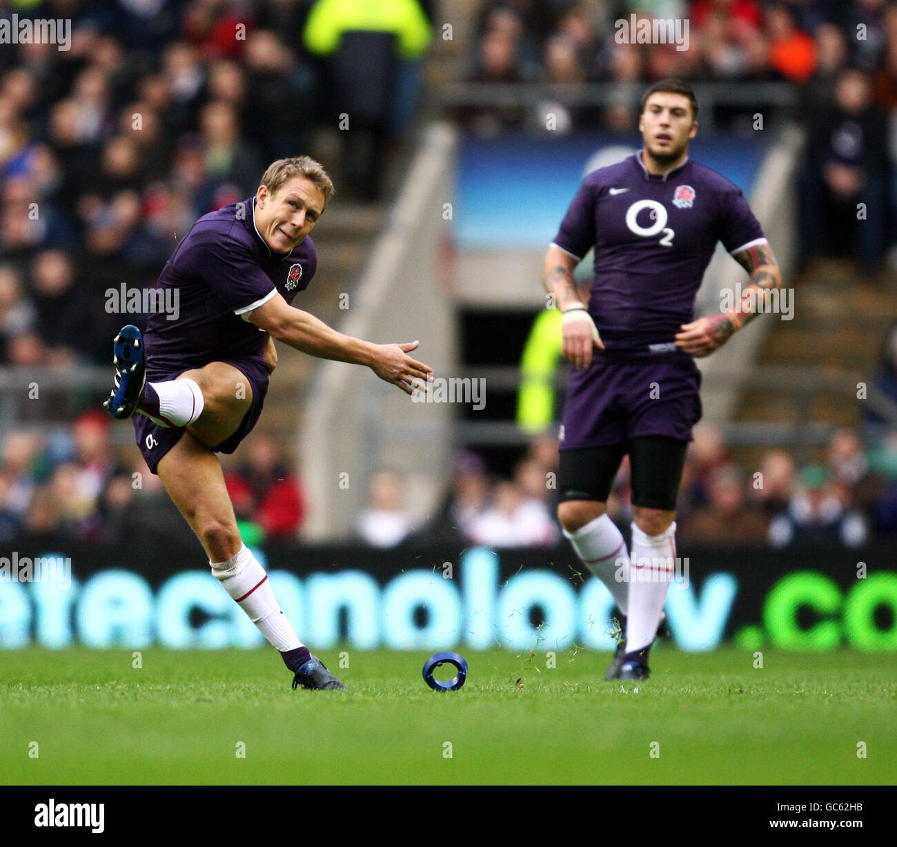 England's Jonny Wilkinson kicks a penalty kick during the Investec ...
