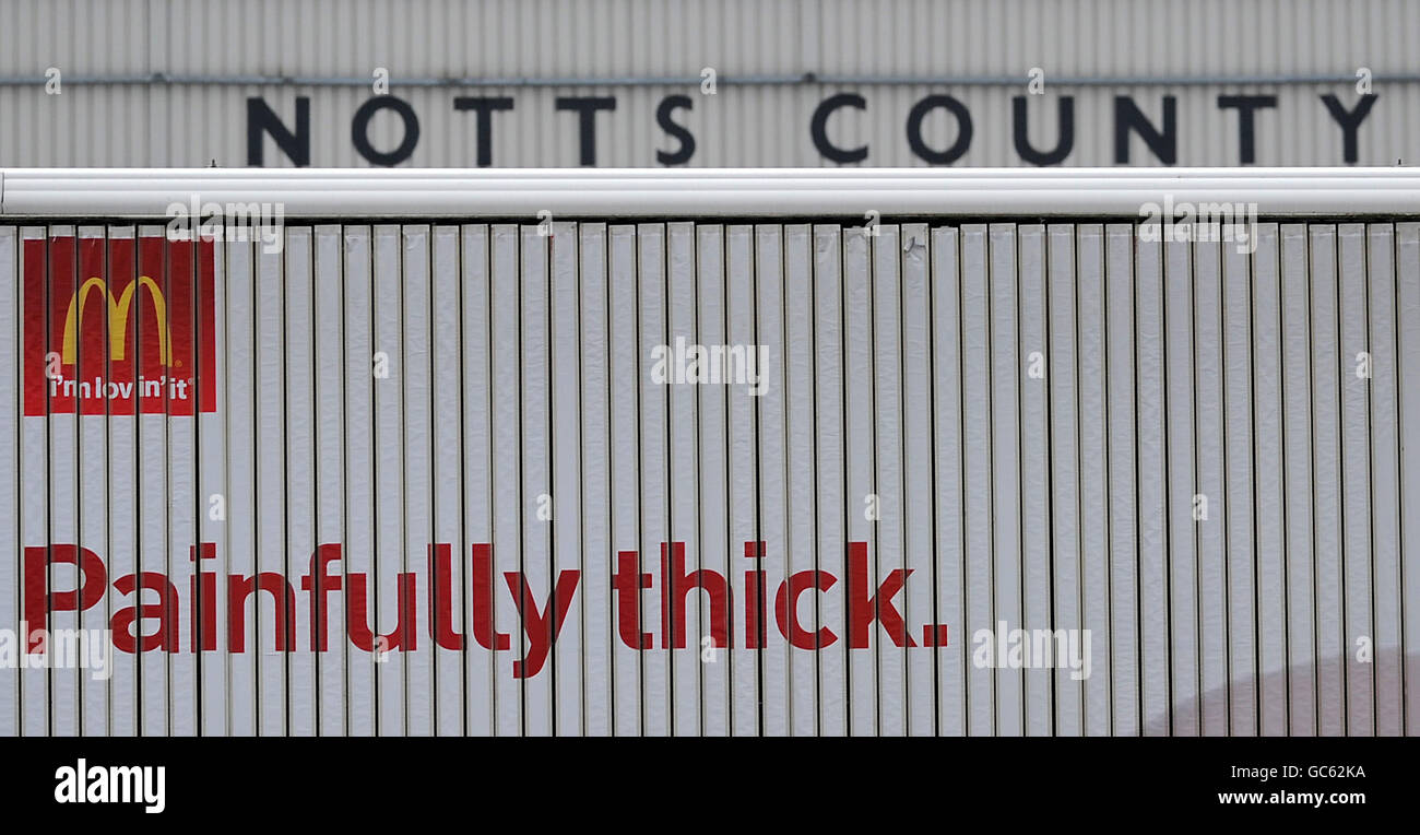 General view mcdonalds sign saying words painfully thick outside lane ...