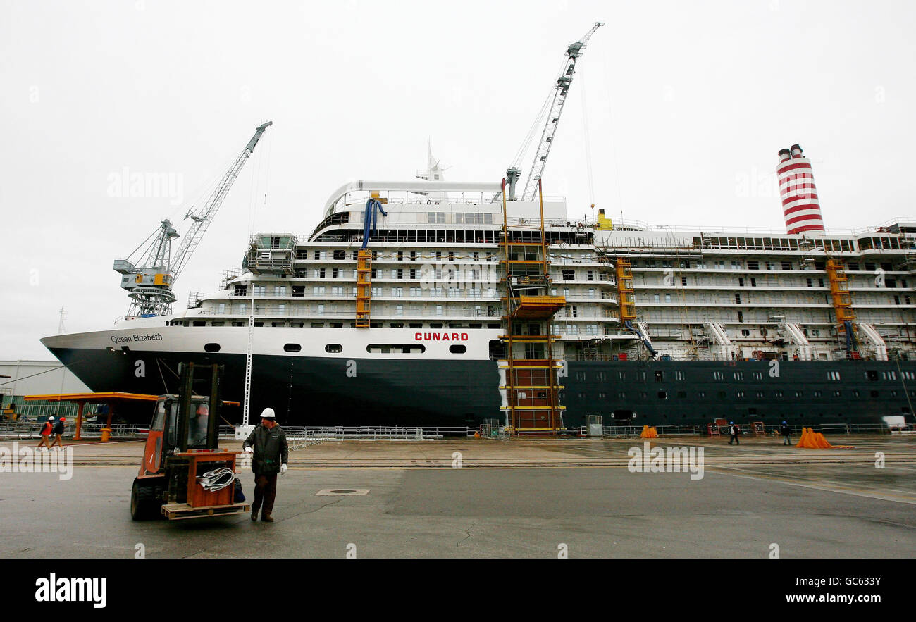 A general view of the Cunard Queen Elizabeth cruise ship during her ...
