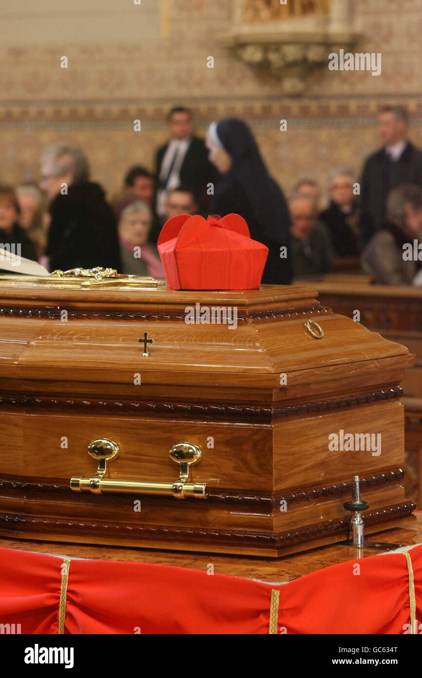 The coffin of Cardinal Cahal Daly, former Catholic Primate of all ...