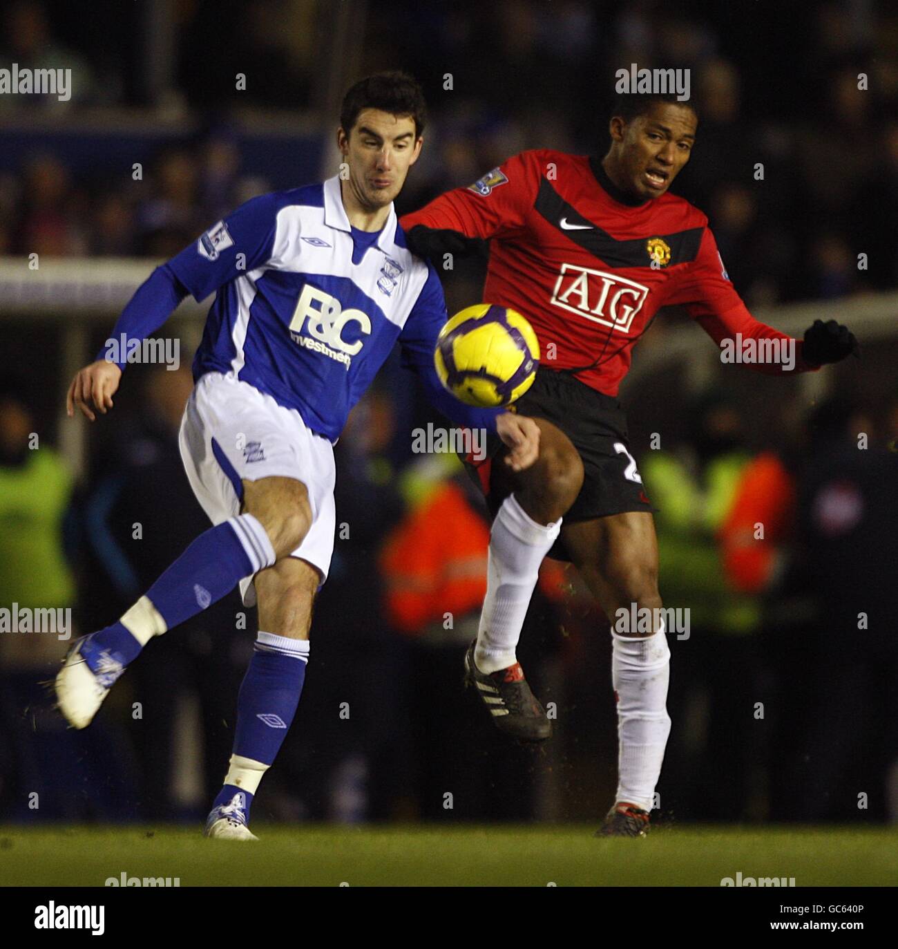 Birmingham City's Liam Ridgewell (left) and Manchester United's Antonio ...