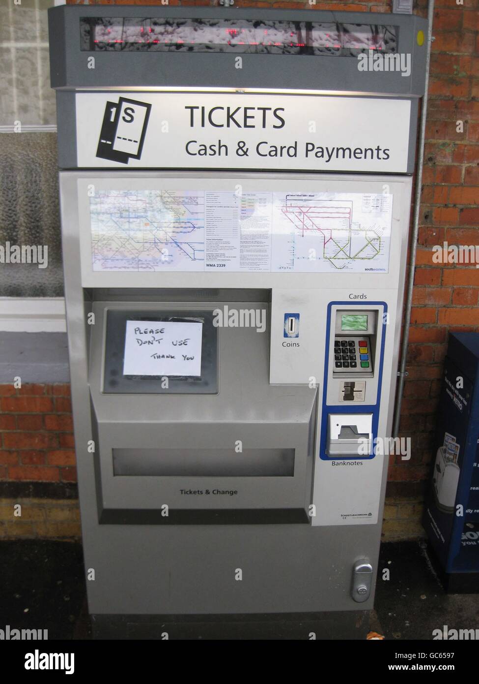 A out of use ticket machine at West Malling station as conductors ...