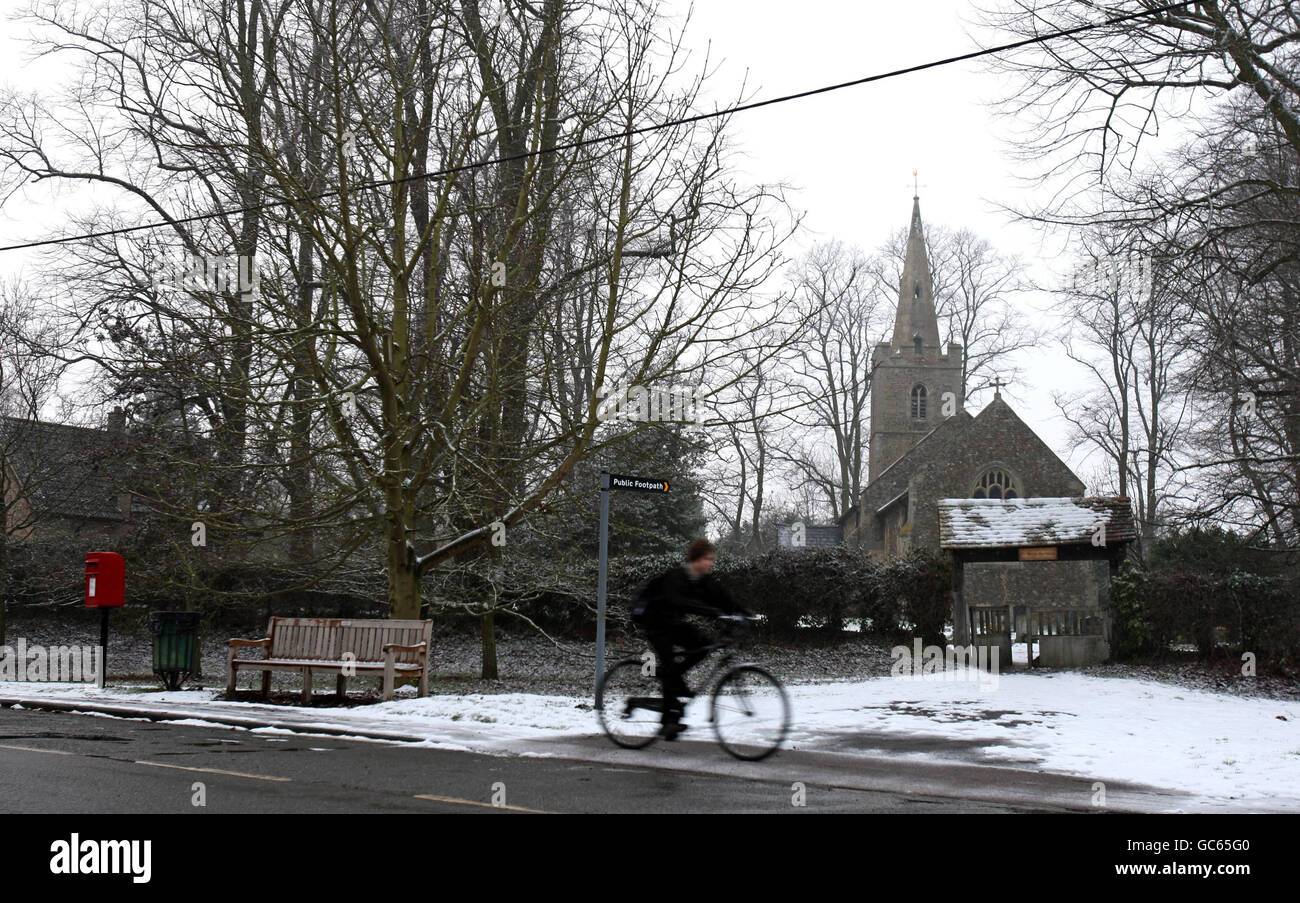 The scene in Hardwick, Cambridgeshire as swathes of Britain were hit by ...