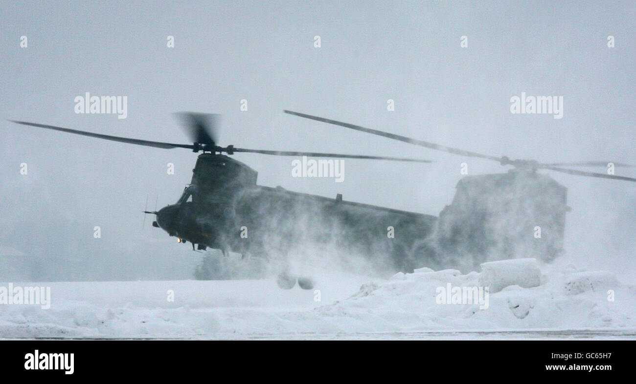 A Mk3 Chinook helicopter in the snow, which is one of the first of ...