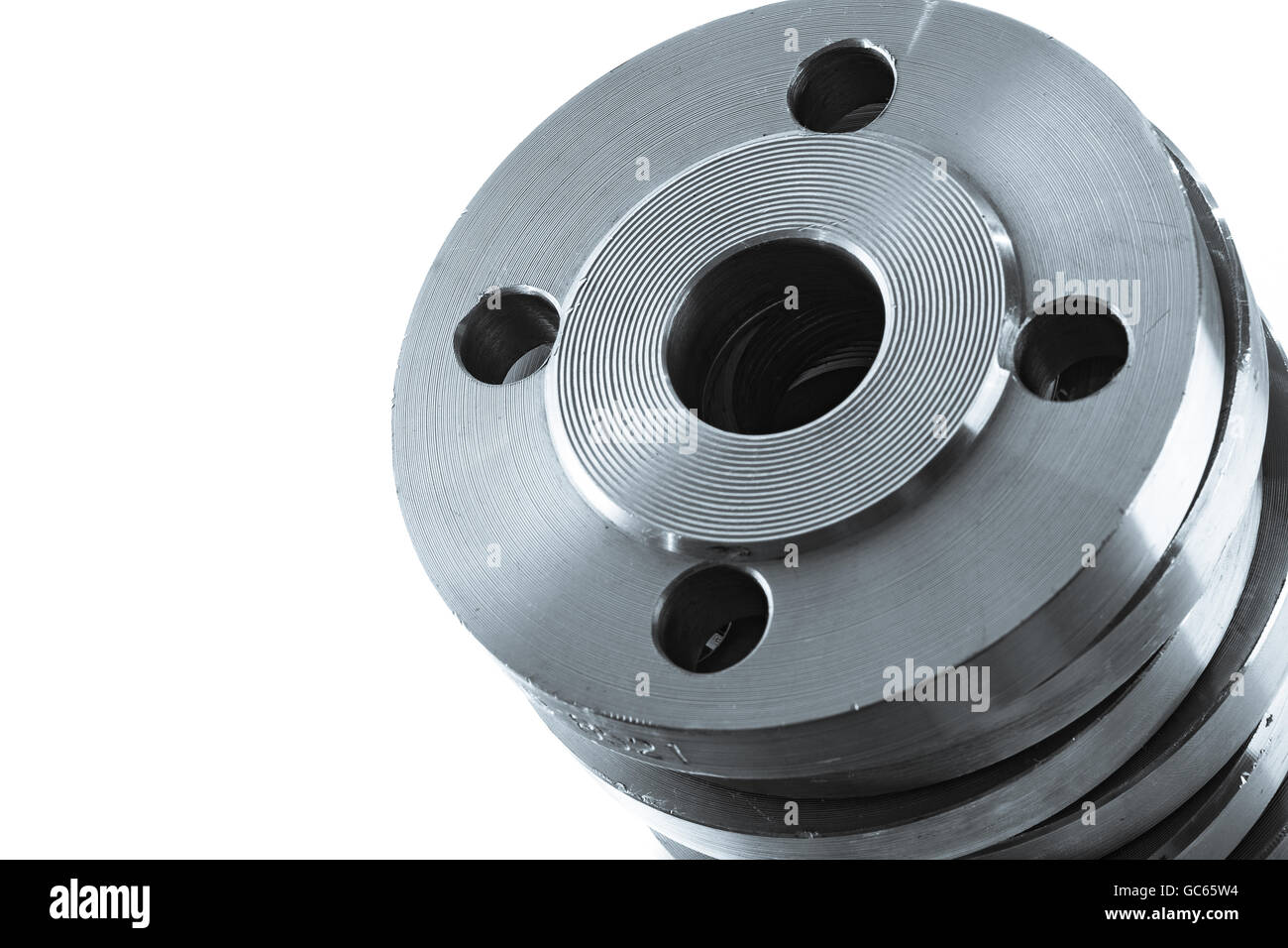 Stacked column of flat steel flanges isolated on white Stock Photo - Alamy