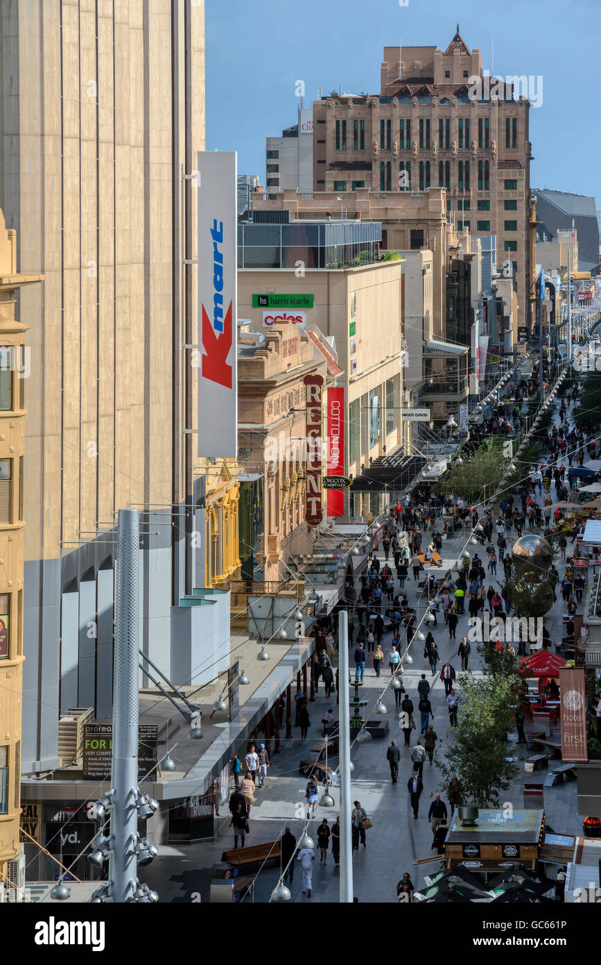 A high angle view of the new look Rundle Mall Adelaide, Australia Stock ...
