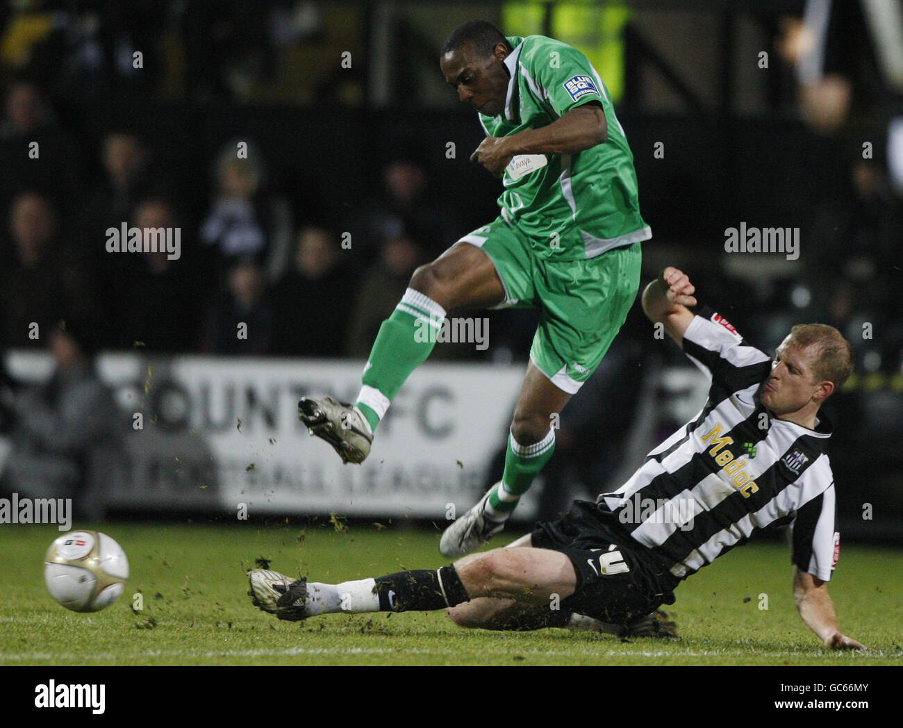 Forest Green's Isaiah Rankin skips past challenge from Notts County's ...