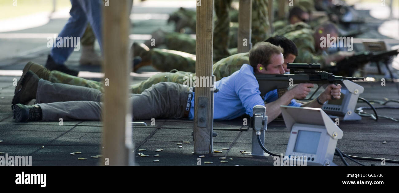 Prince William shooting an Australian military F88 Austeyr rifle at ...