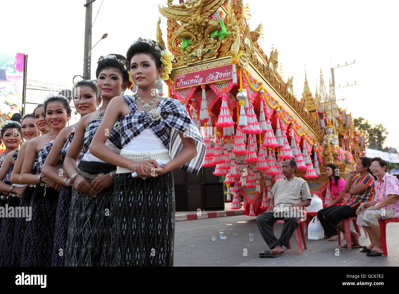 Thai Dance at the Bun Bang Fai Festival or Rocket Festival in the City ...