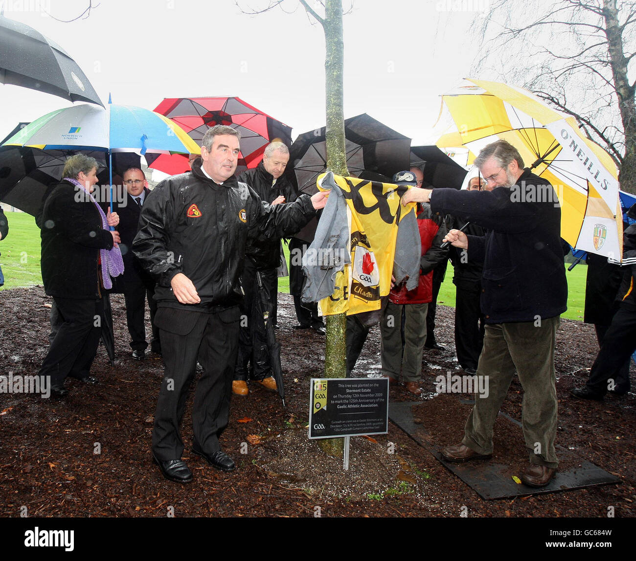Ulster GAA President Tom Daly (left) and Sinn Fein President Gerry ...