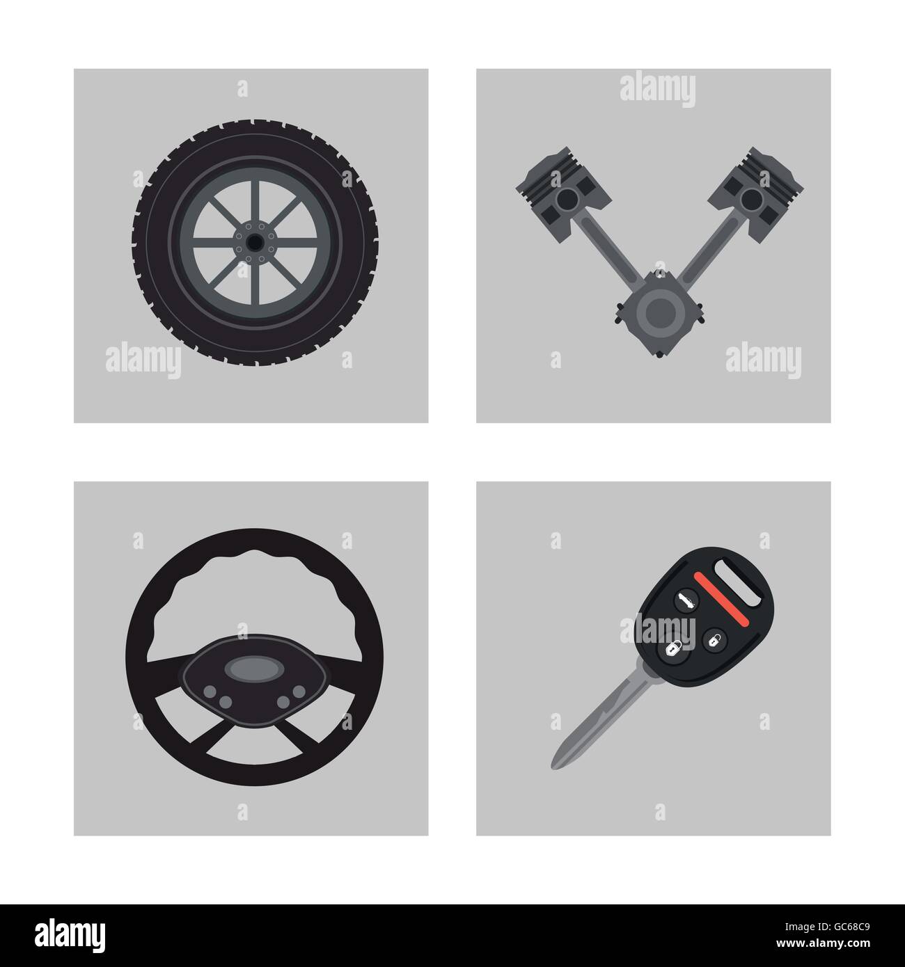 icon set over frames. Auto part design. Vector graphic Stock Vector ...