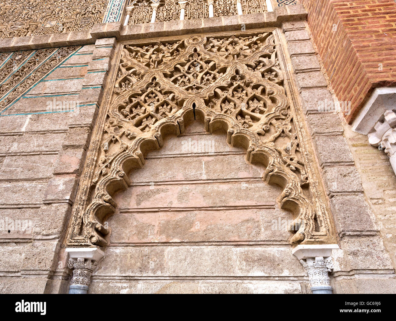 Detail of the mudejar facade of the King Peter of Castile in the ...