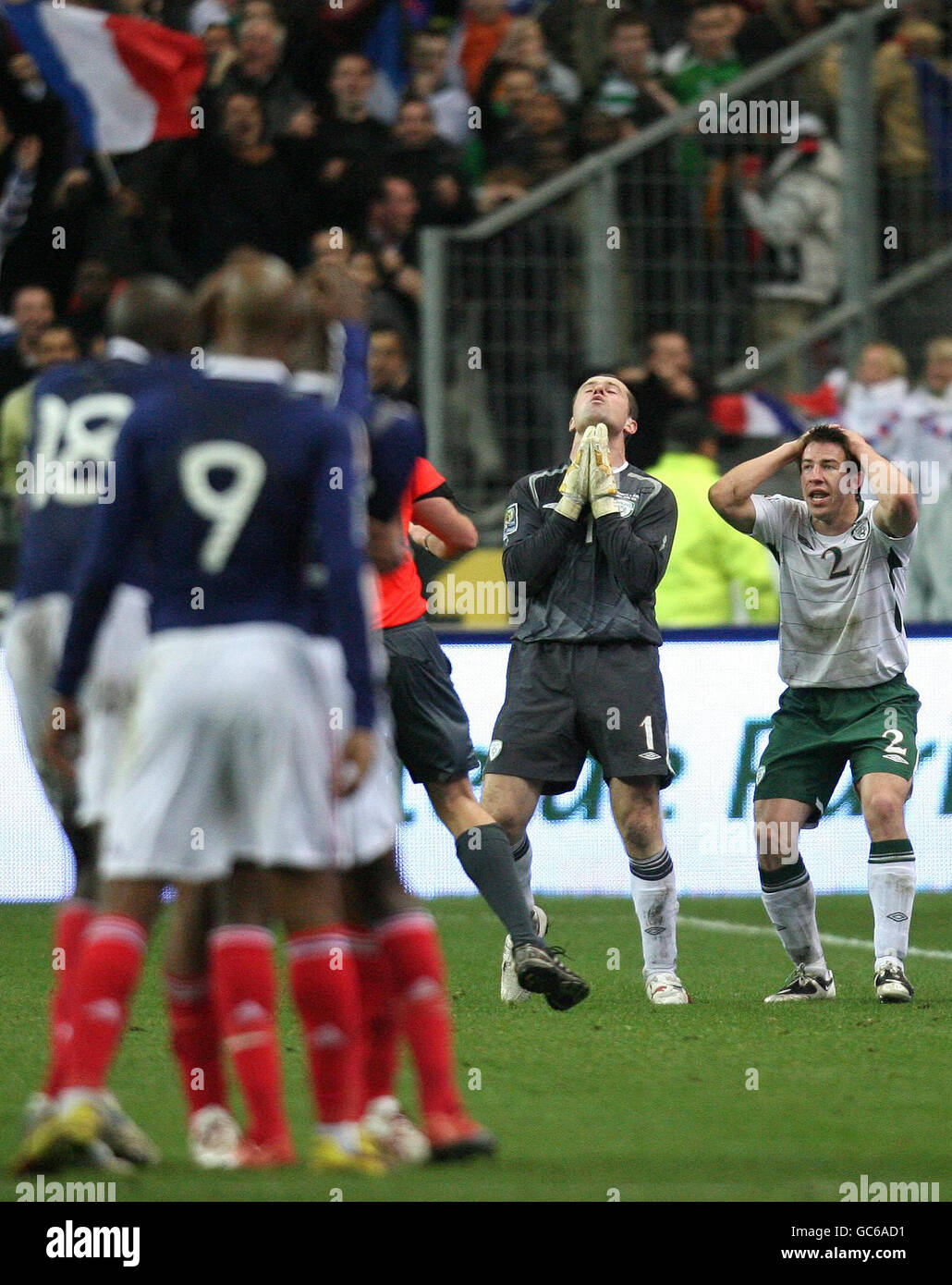 Republic of Ireland's goalkeeper Shay Given and Sean St. Ledger (right ...