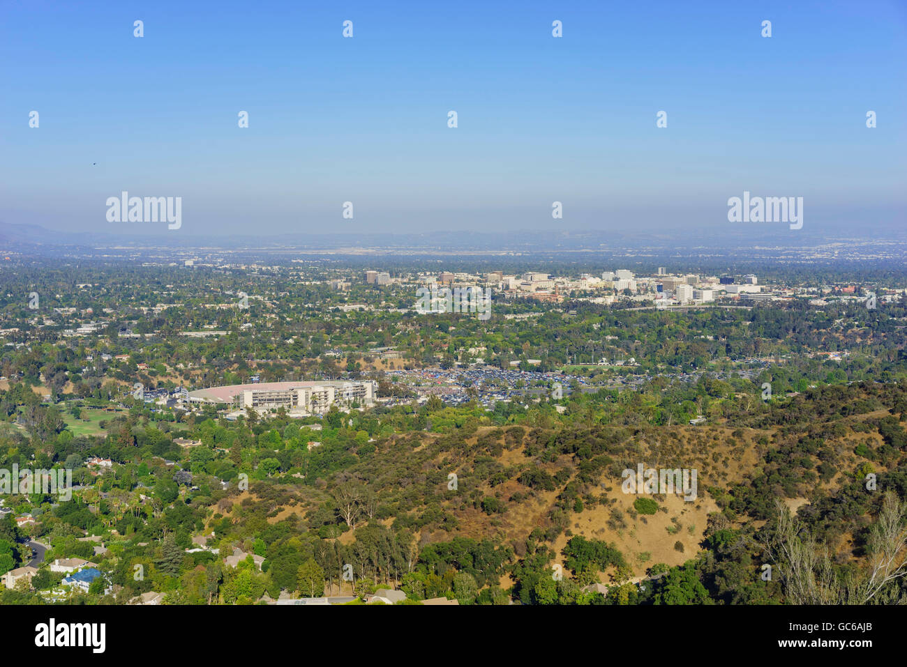 The beautiful Rose Bowl, Pasadena City hall and Pasadena downtown view ...