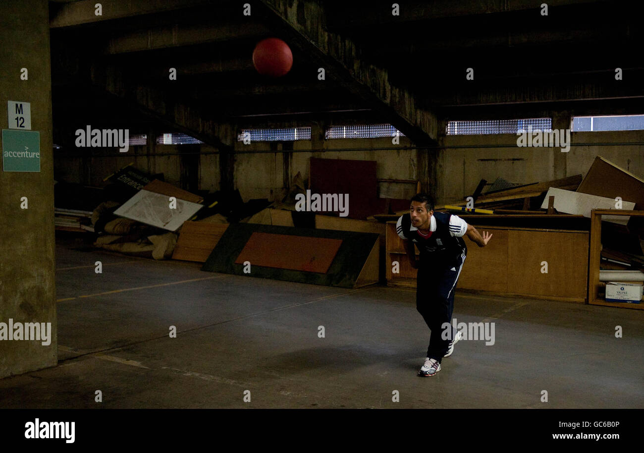 England's Sajid Mahmood during a indoor nets session at the Wanderers ...