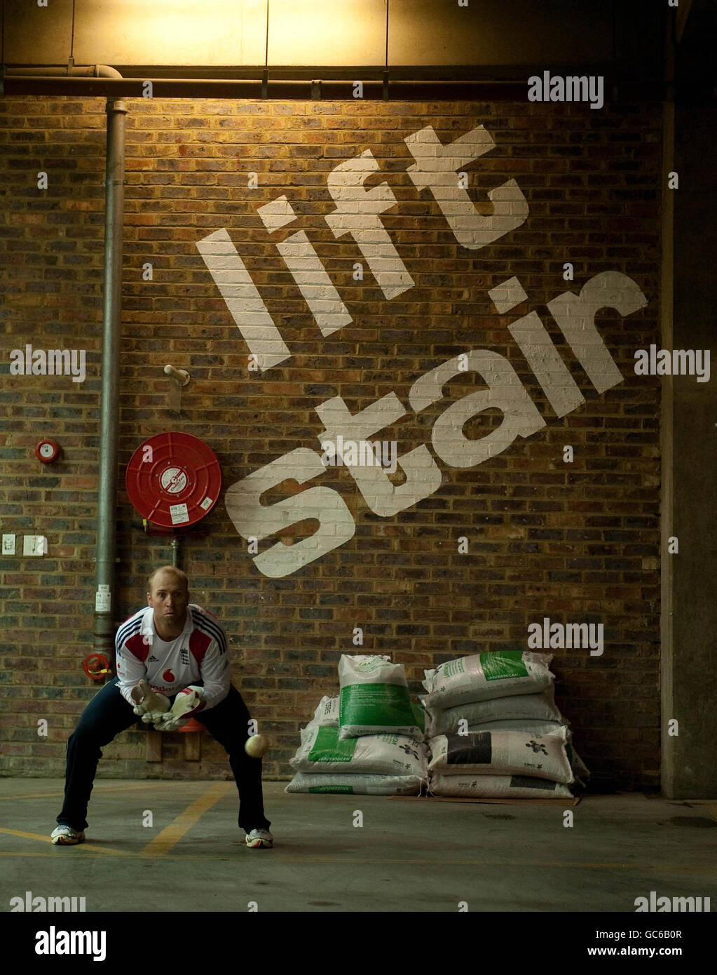 England's Matt Prior during a indoor nets session at the Wanderers ...