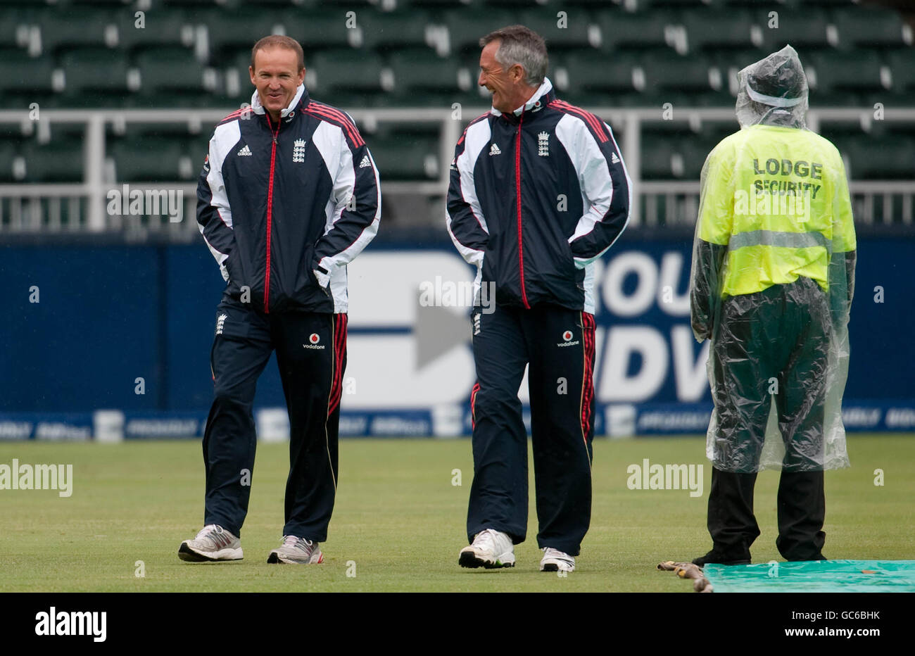 England coach Andy Flower (left) and team manager Phil Neale inspect ...