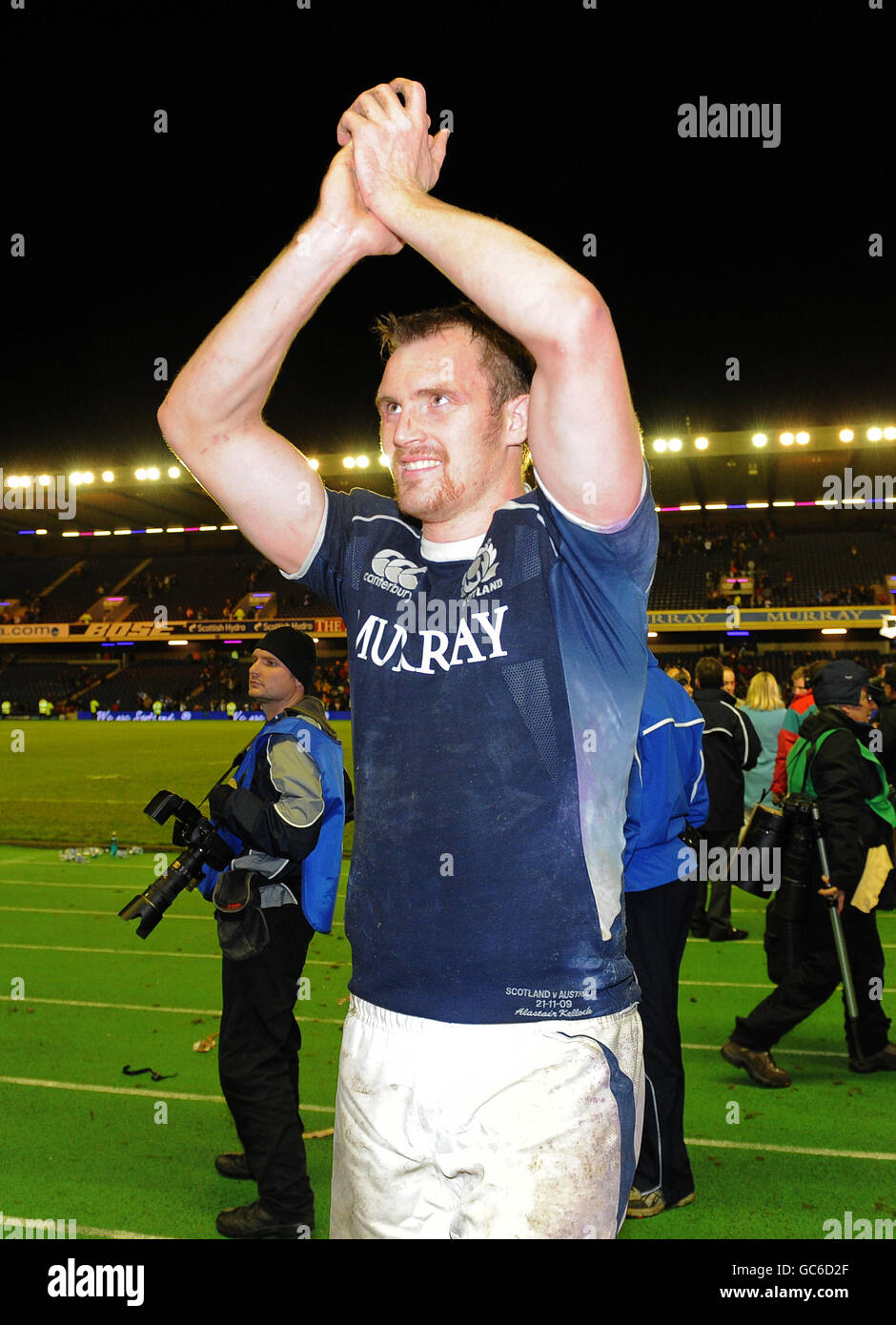 Scotland's Alastair Kellock celebrates victory after the match Stock ...