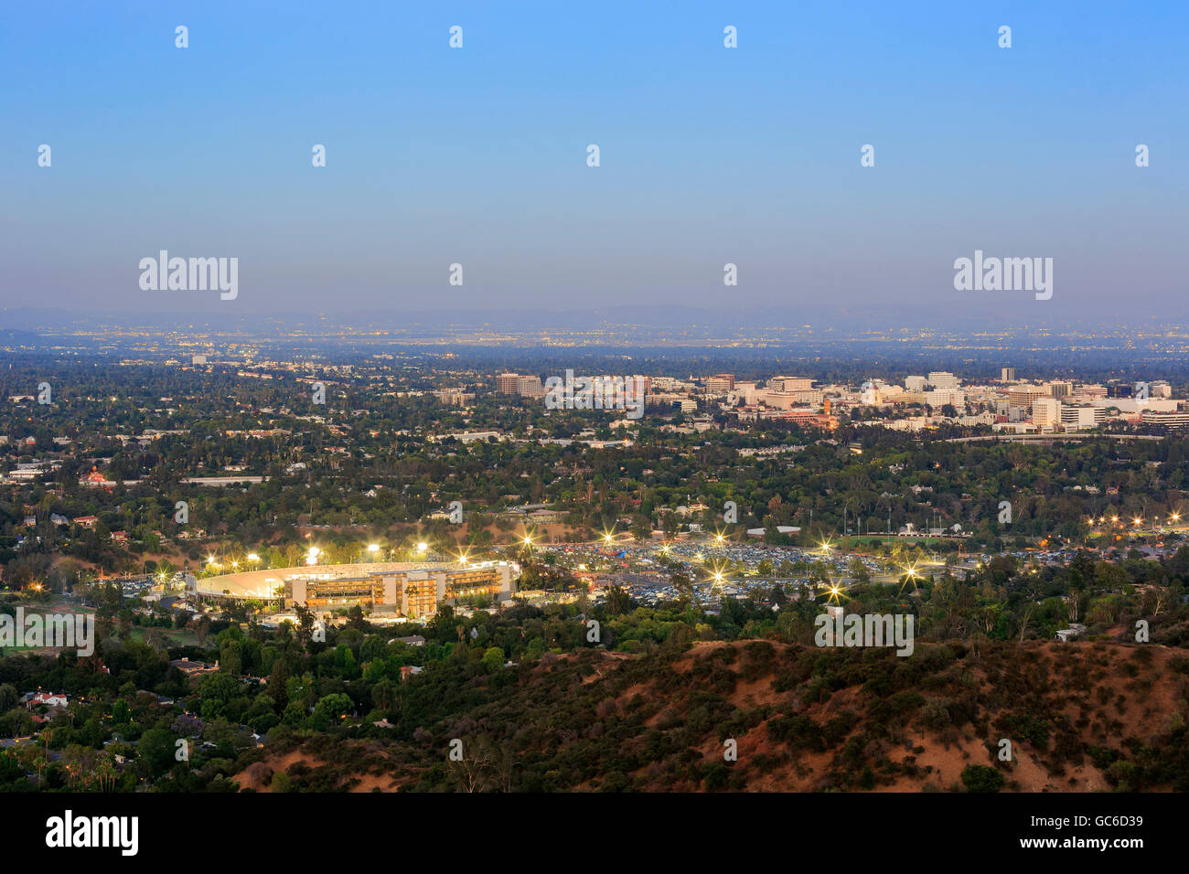 The beautiful Rose Bowl, Pasadena City hall and Pasadena downtown view ...