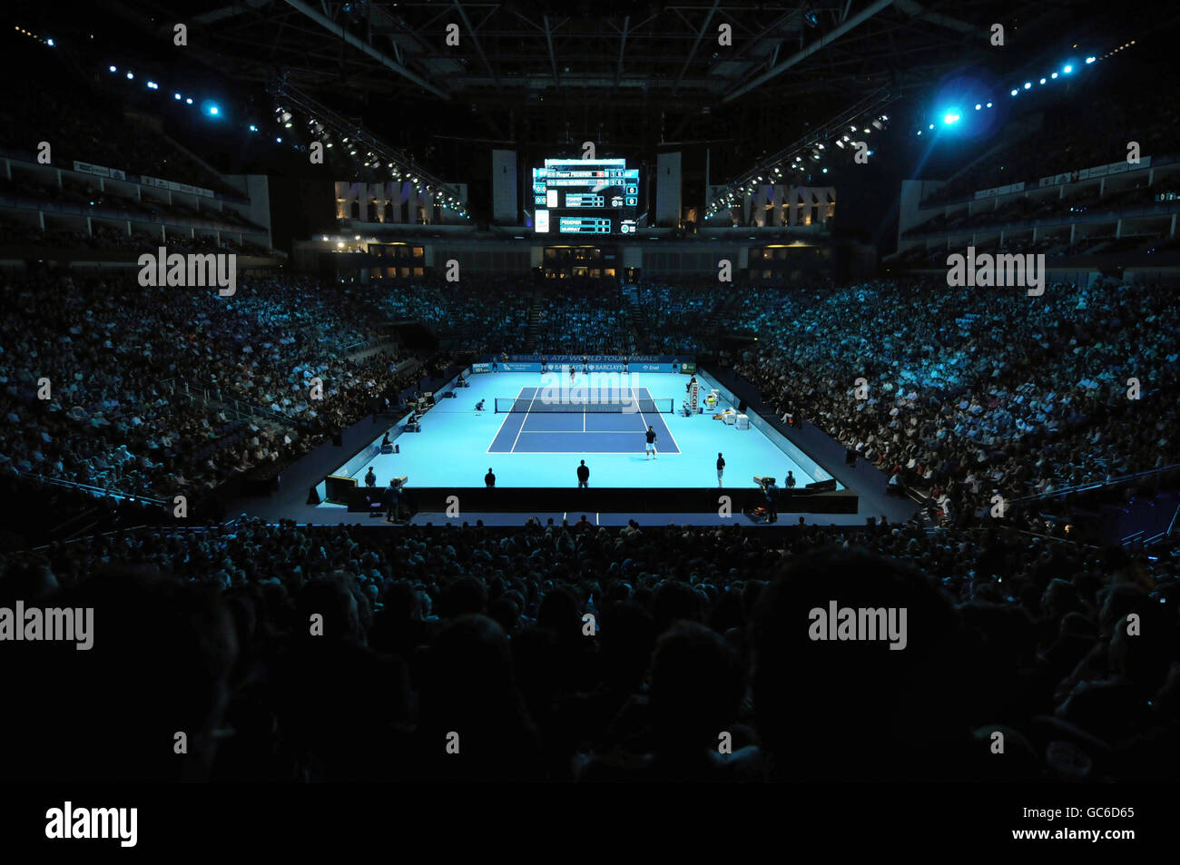 A general view of the o2 Arena as Switzerland's Roger Federer competes ...