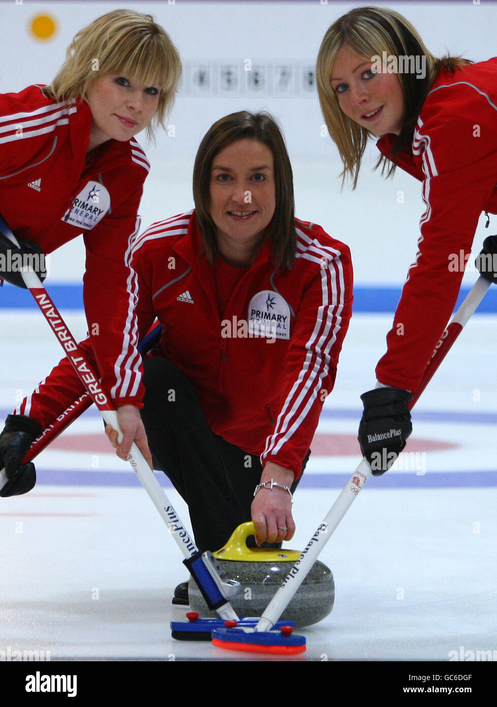 Kelly Wood (left), Karen Addison (centre) and Eve Muirhead (right) from ...