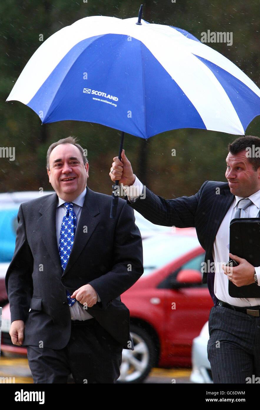 Scotland's First Minister Alex Salmond arrives for a visit to West ...