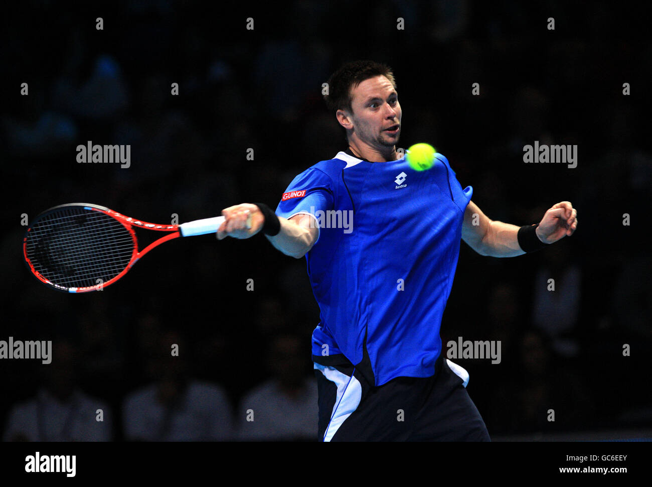 Robin Soderling on his way to defeating Novak Djokovic during the ATP ...