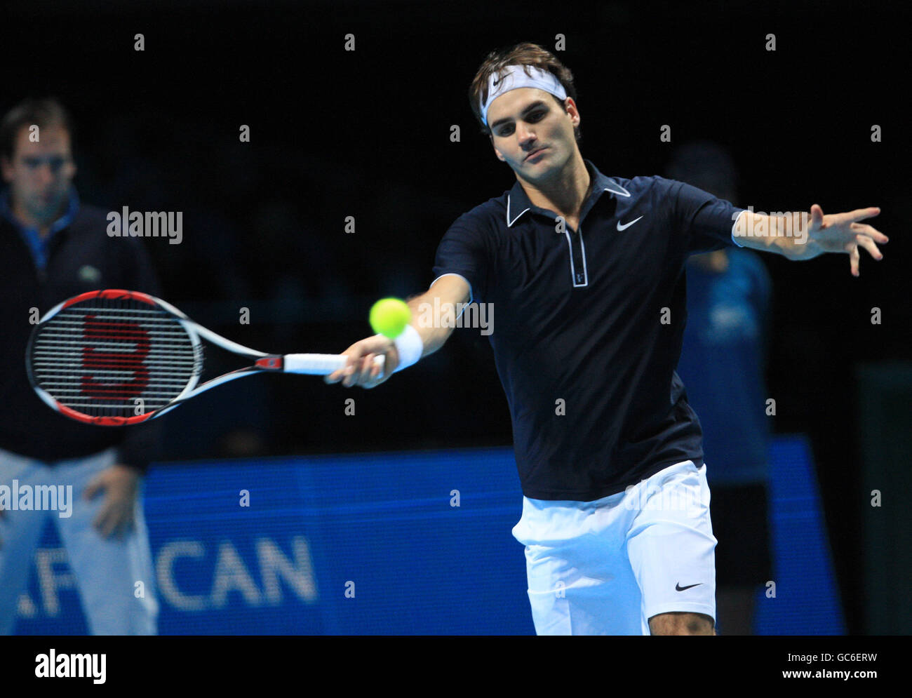 Roger Federer in action against Juan Martin Del Potro during the ATP ...
