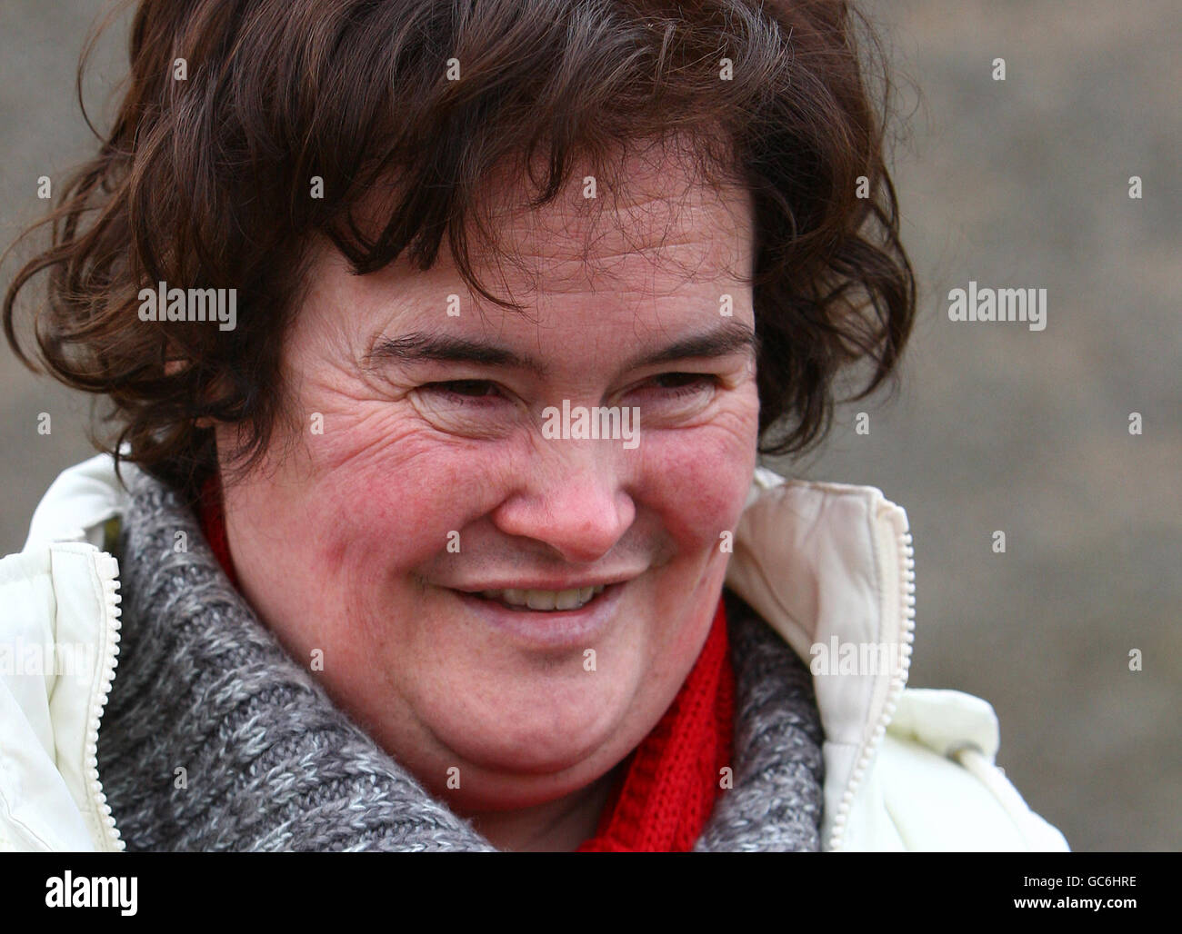 Singer Susan Boyle outside her home in Blackburn and gets in the ...