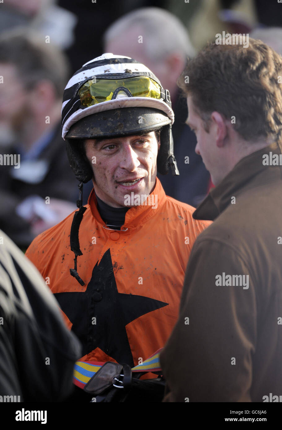 Jockey Davy Russell after winning on Oscar Dan Dan in The Bar One ...