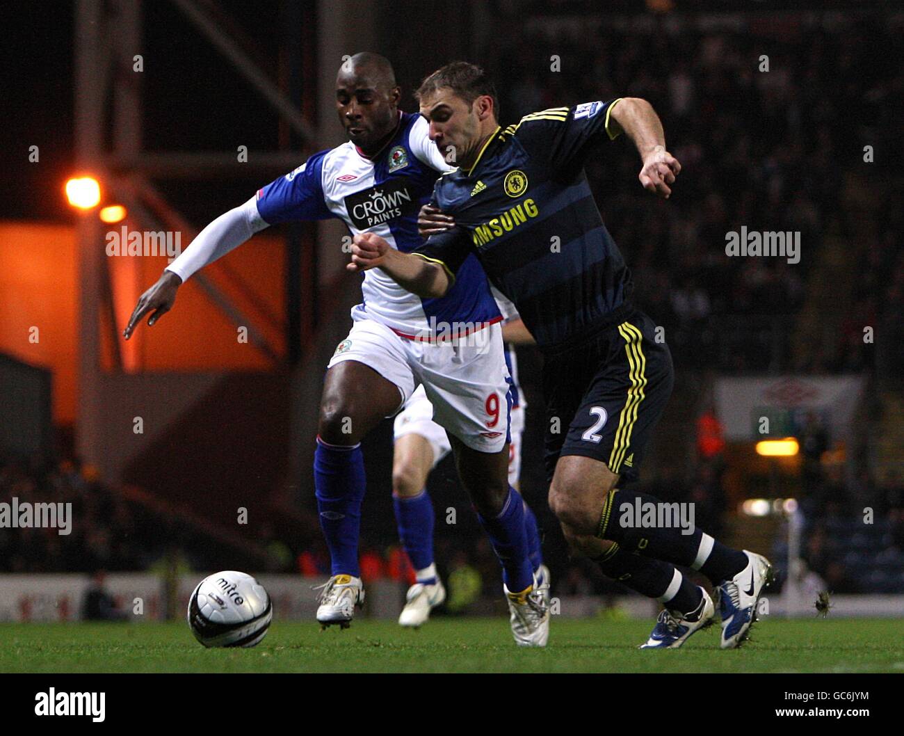 Blackburn Rovers' Jason Roberts (left) and Chelsea's Branislav Ivanovic ...